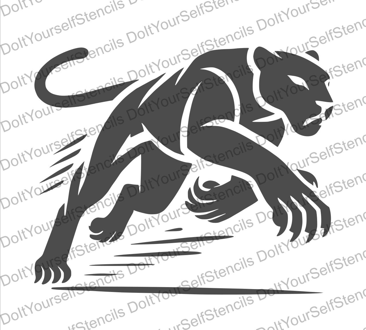 Running Puma Stencil, Wild Big Cat Stencil, DIY Craft Stencil, Digital ...