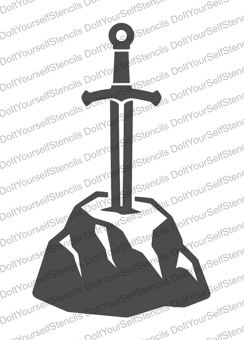 Sword in Stone Stencil, Digital Download, SVG, DXF, Stl, Png, Pdf Files ...
