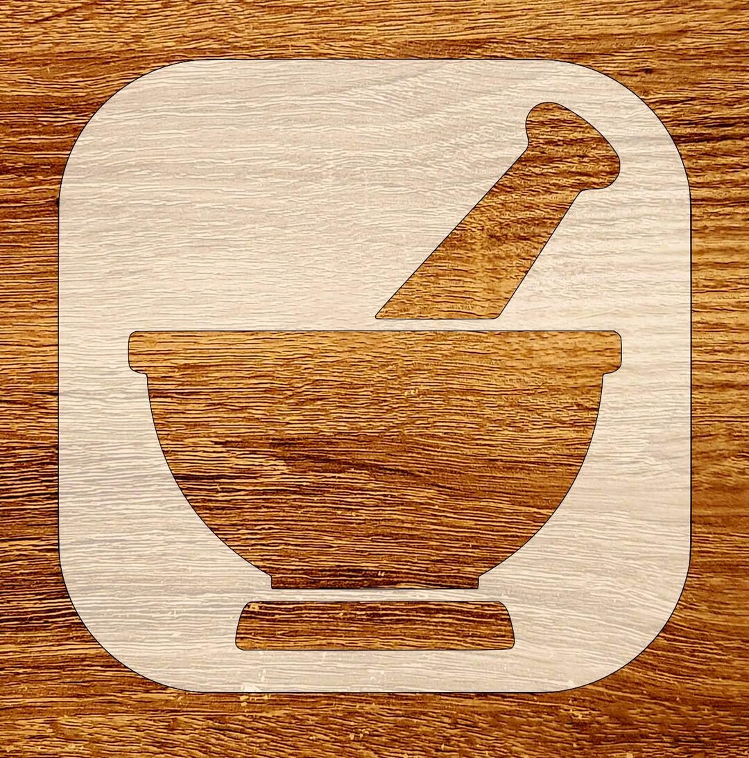 Mortar and Pestle Stencil, Reusable DIY Craft Stencil, Digital Download ...