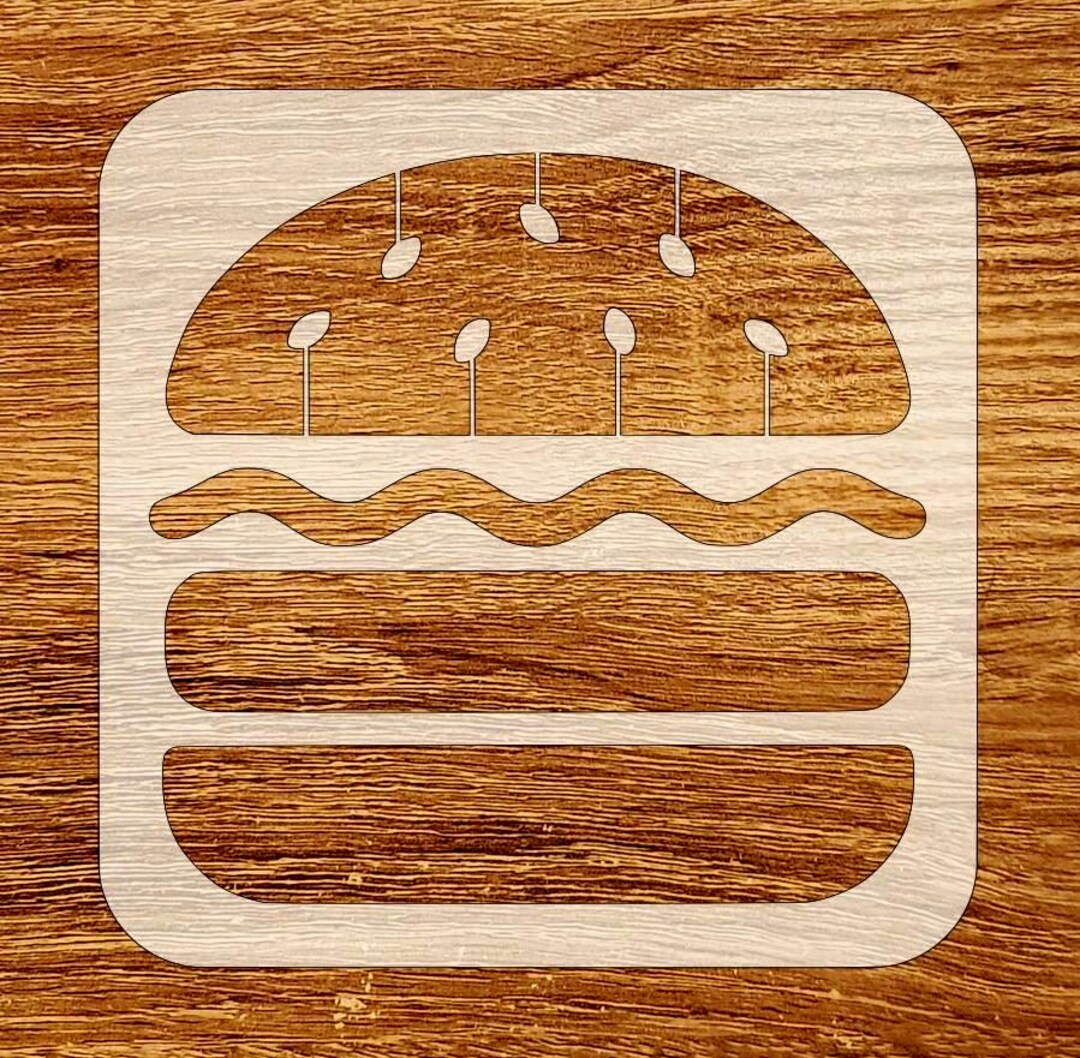 Hamburger Stencil, Burger Icon Craft Stencil, Reusable DIY Template ...