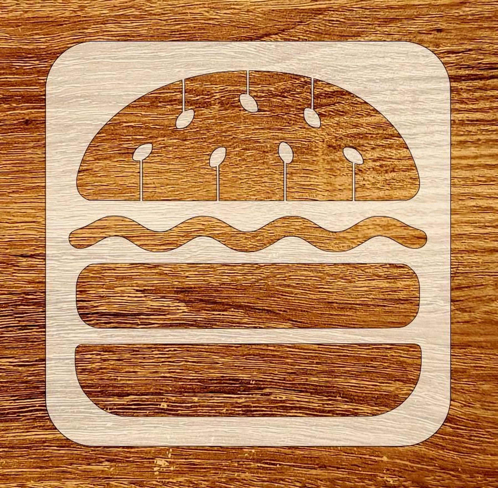 Hamburger Stencil, Burger Icon Craft Stencil, Reusable DIY Template ...