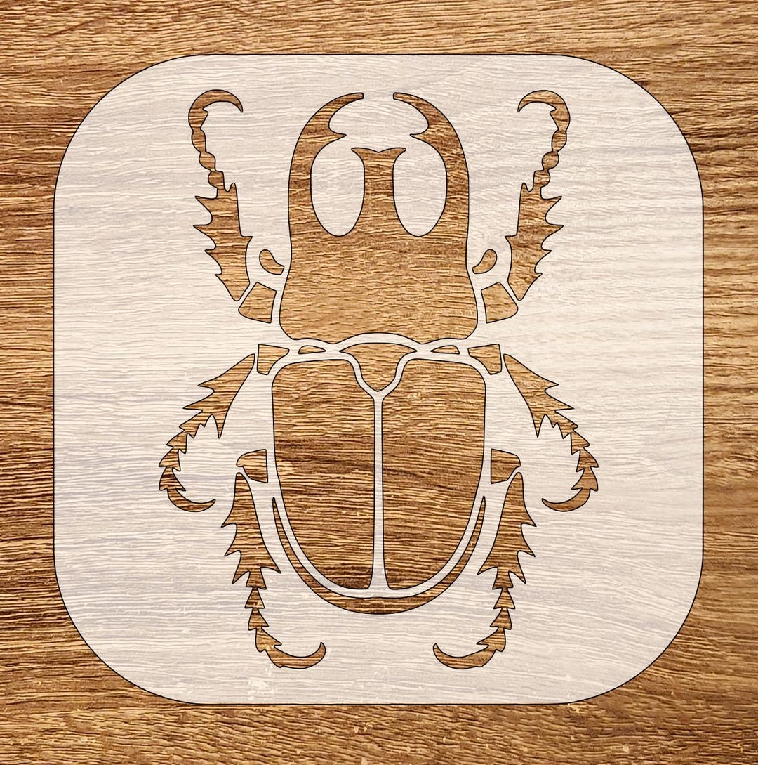 Beetle Insect Stencil, Three-horned Beetle Stencil, DIY Craft Stencil ...