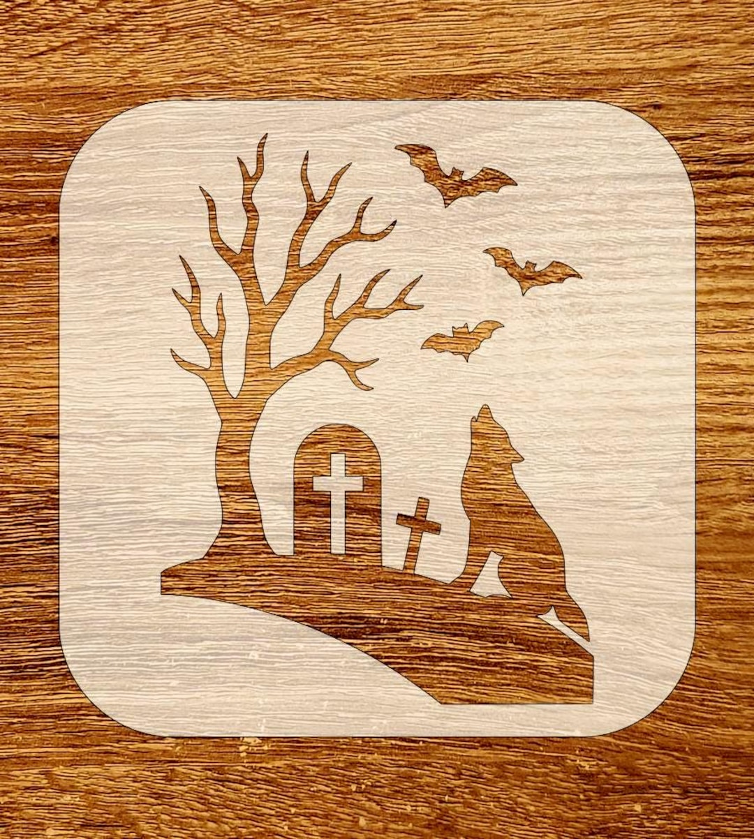 Haunted Graveyard Stencil, Digital Download, SVG, DXF, Stl, Png, Pdf ...