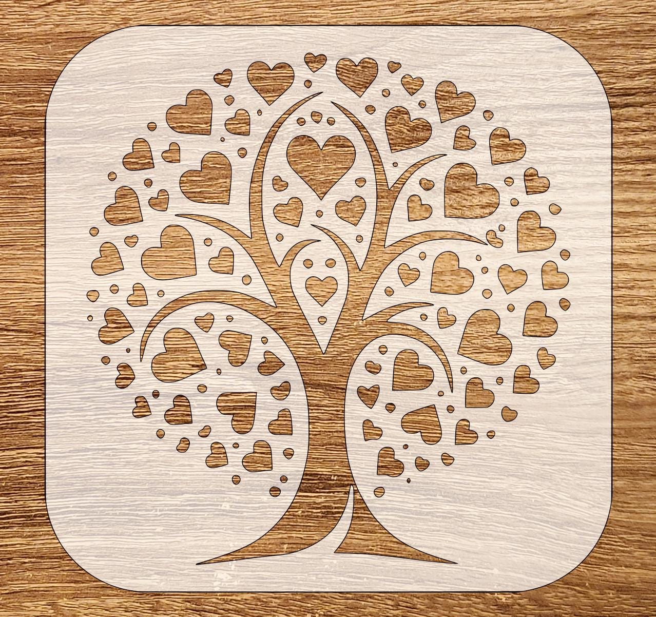 Heart Tree of Love Stencil, Reusable DIY Craft Stencil, Digital ...