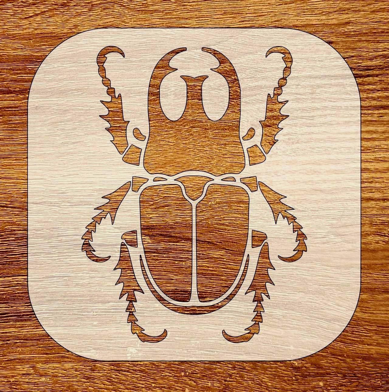 Beetle Insect Stencil, Three-horned Beetle Stencil, DIY Craft Stencil ...