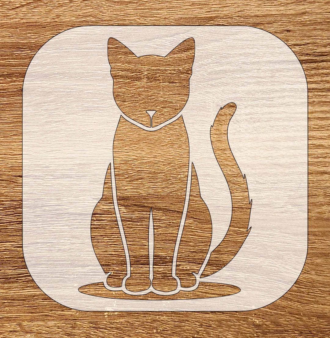 Sitting Cat Silhouette Stencil, Reusable DIY Craft Stencil, Digital ...