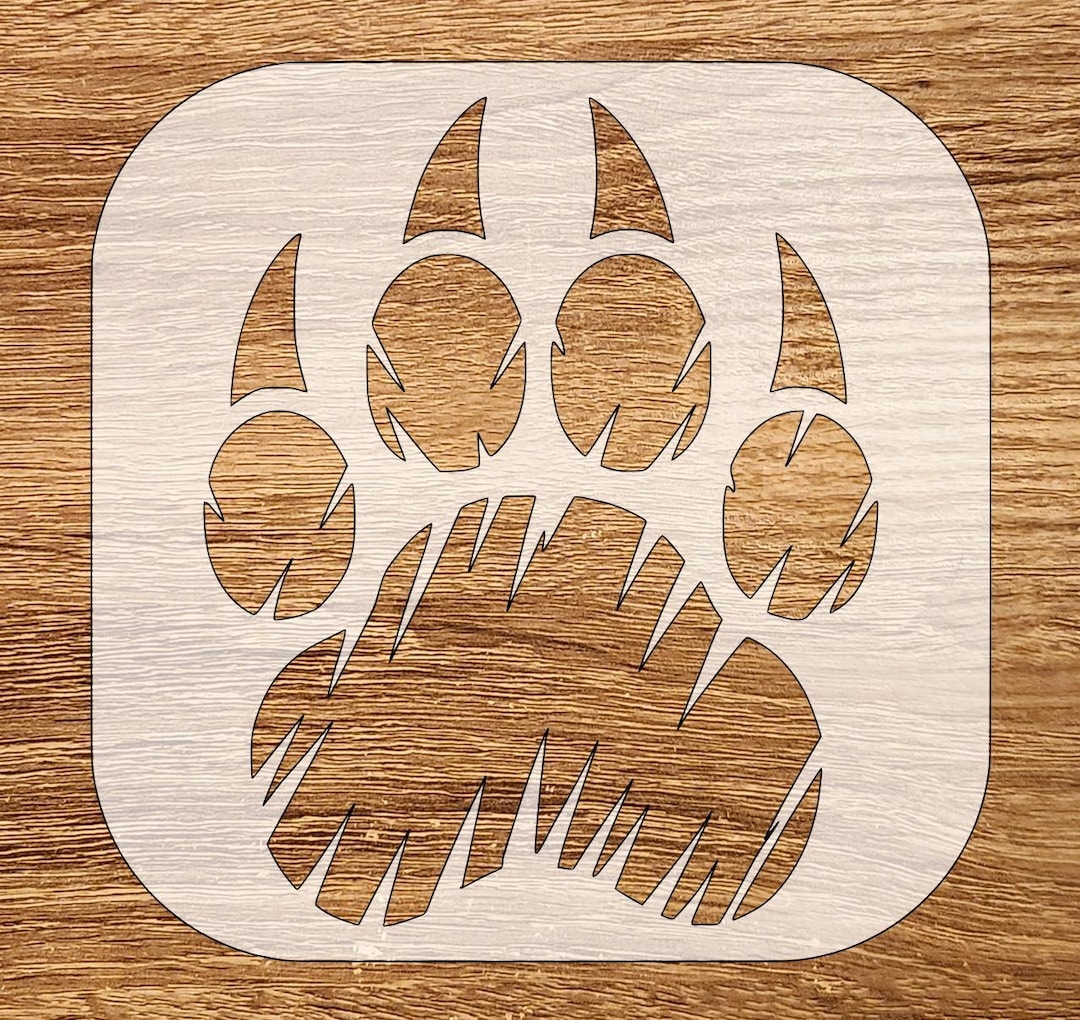 Bear Paw Print Stencil, Reusable DIY Craft Stencil, Digital Download ...