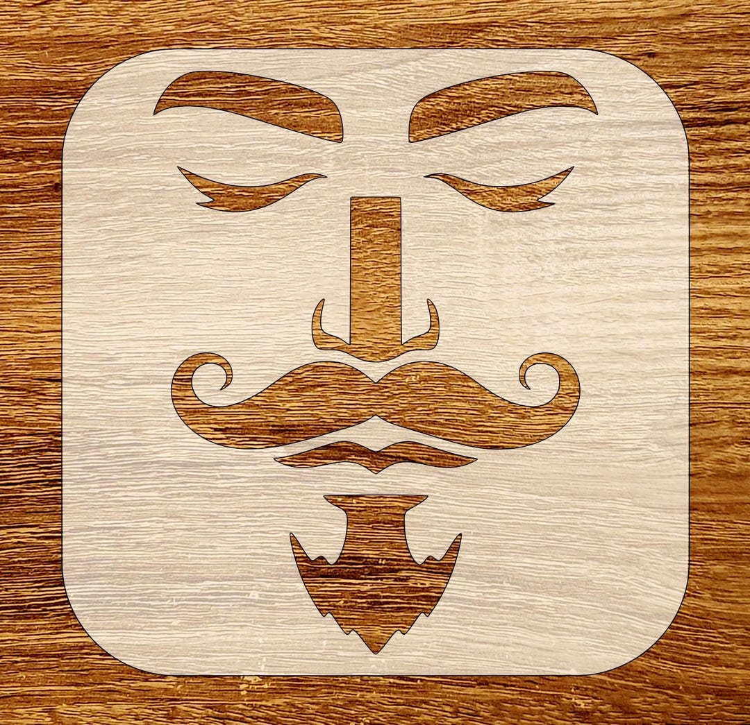 Vintage Gentleman Mustache Goatee Face Stencil, Digital Download, SVG ...