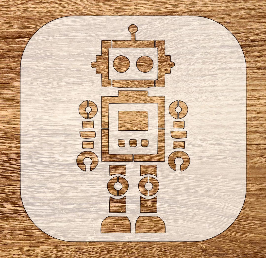 Retro Robot Stencil, Vintage Robot Stencil, DIY Craft Stencil, Digital ...
