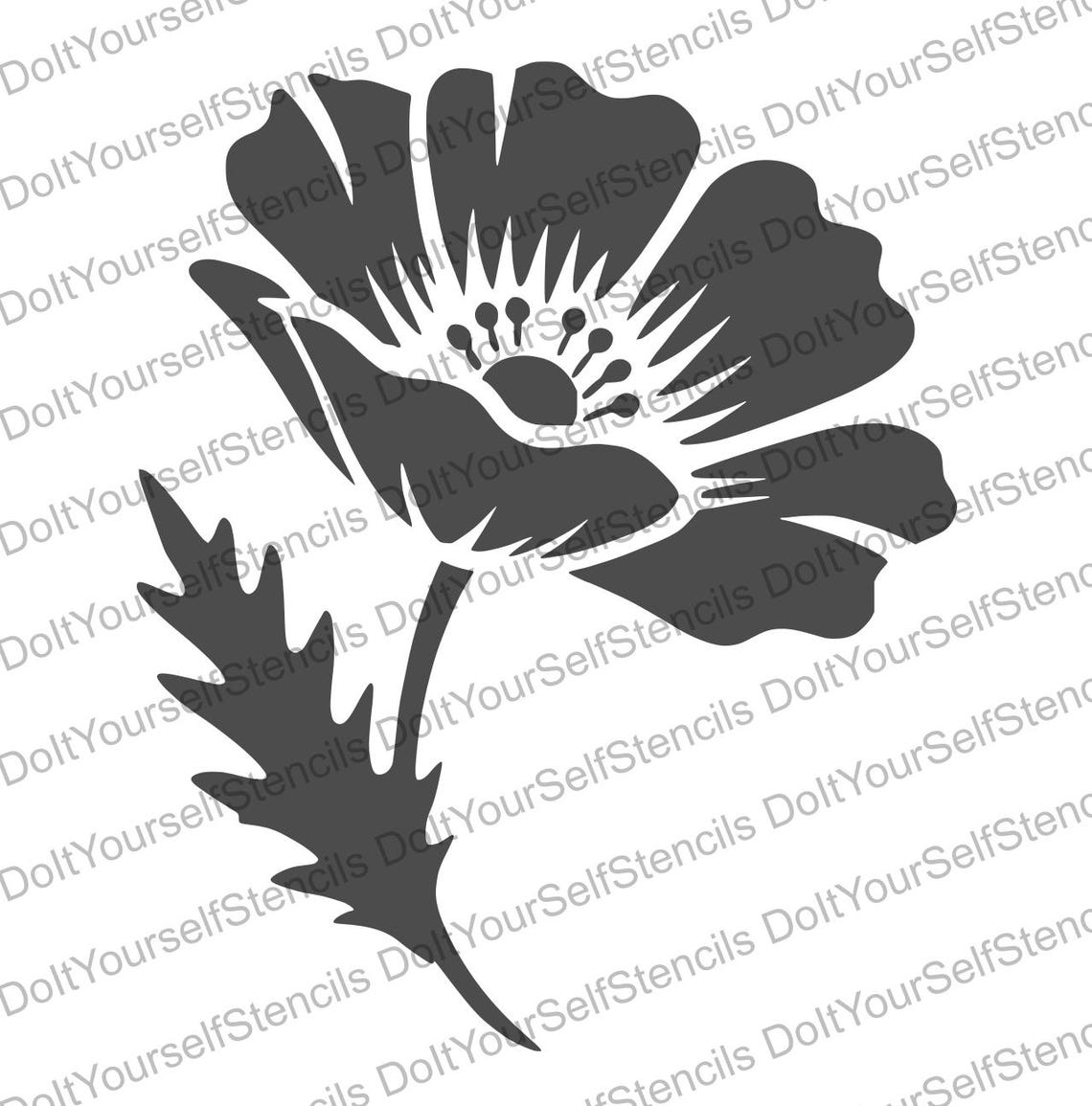 Poppy Flower Stencil, Reusable DIY Craft Stencil, Digital Download, STL ...