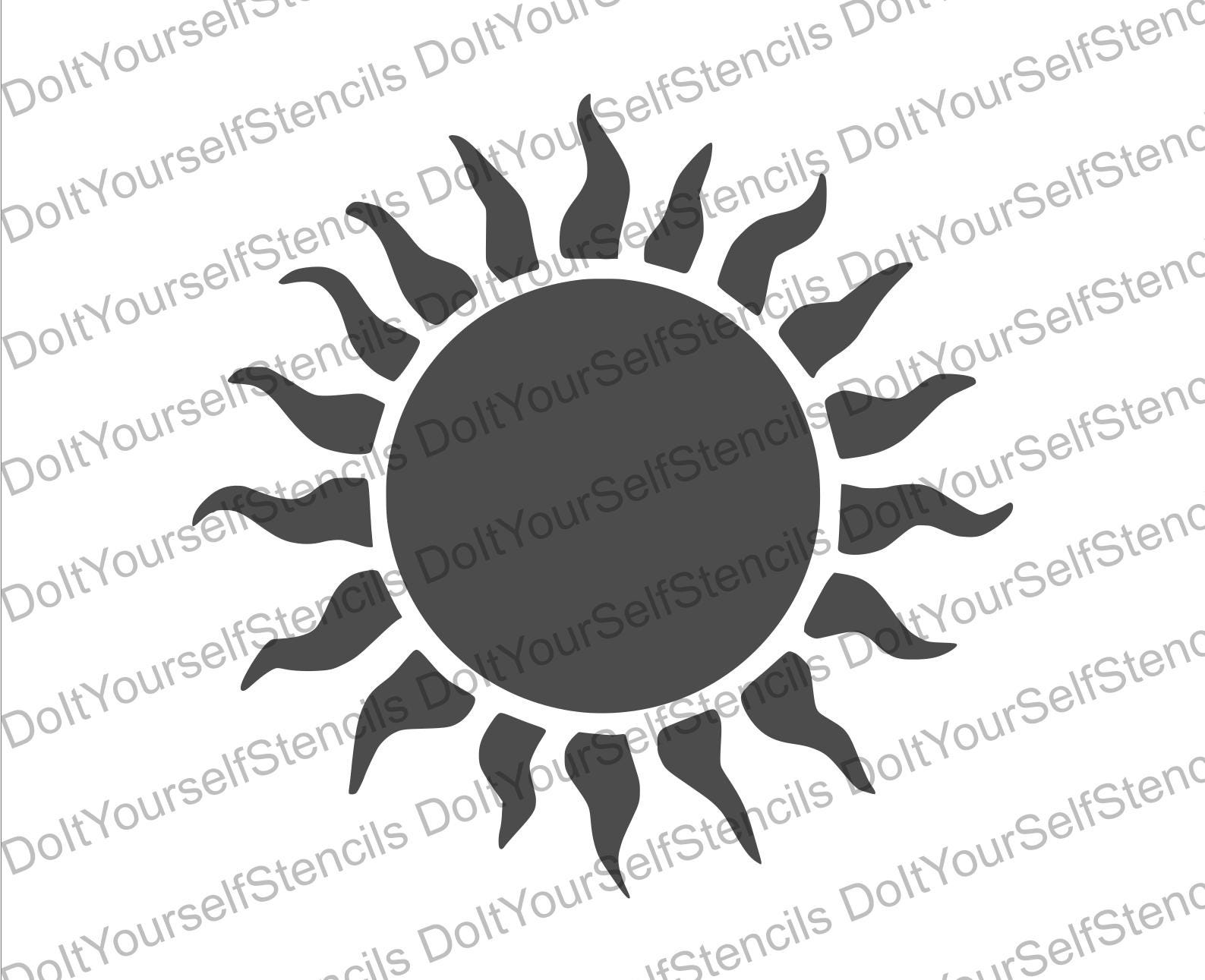 Sun Stencil, Reusable DIY Craft Stencil, Digital Download, STL, DXF ...