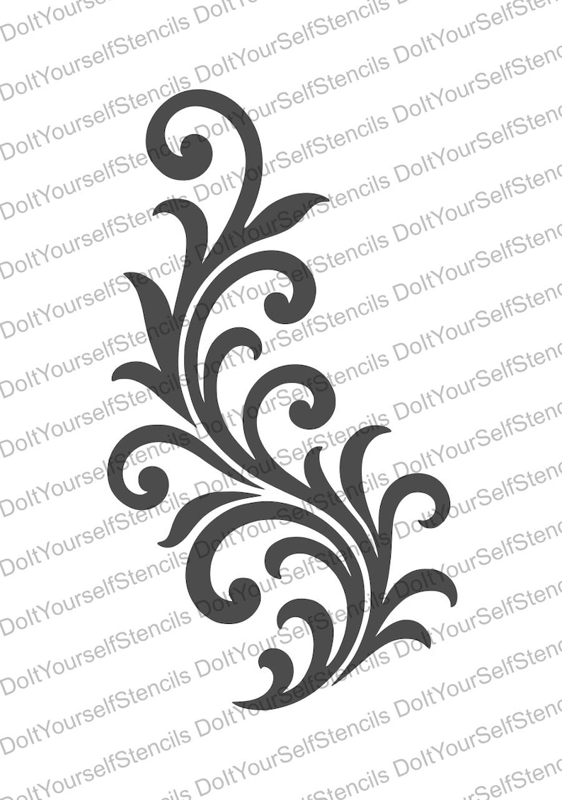 Elegant Flourish Stencil, Reusable DIY Craft Stencil, Digital Download ...