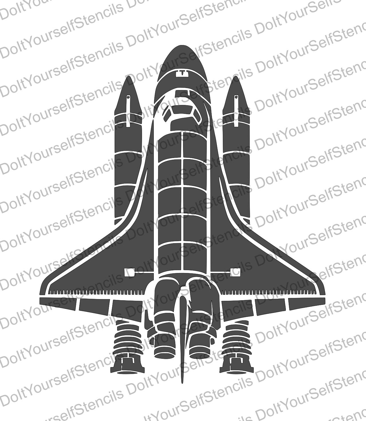 Space Shuttle Silhouette Stencil, Reusable DIY Craft Stencil, Digital ...