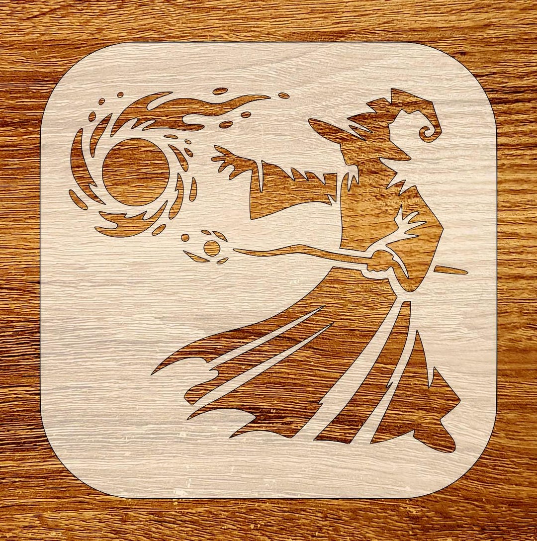 Spellcasting Wizard Stencil, Reusable DIY Craft Stencil, Digital ...