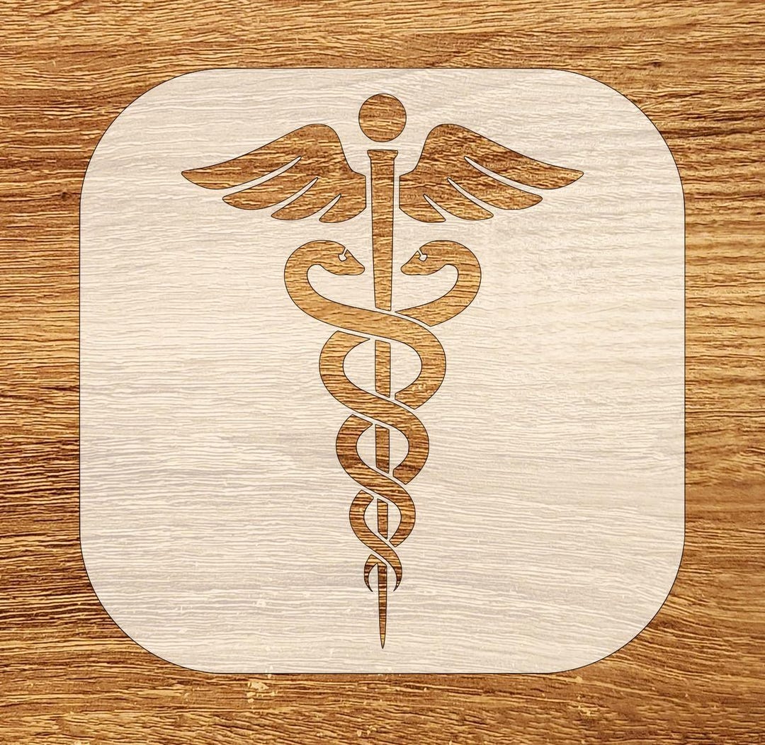 Caduceus Symbol Stencil, Medical Staff Emblem DIY Craft Stencil ...