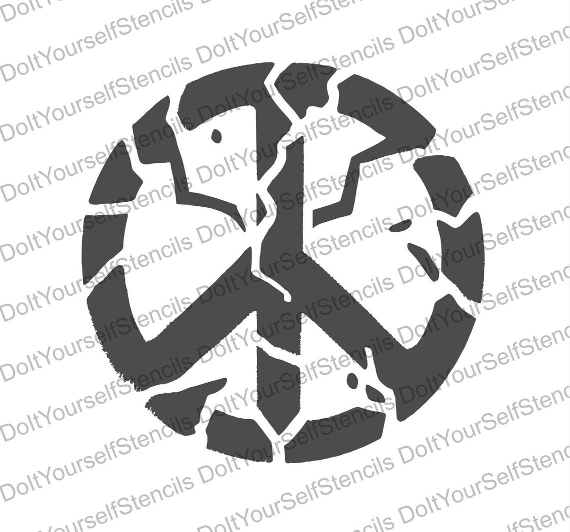 Broken Peace Symbol Stencil, Dystopian DIY Craft Stencil, Digital ...
