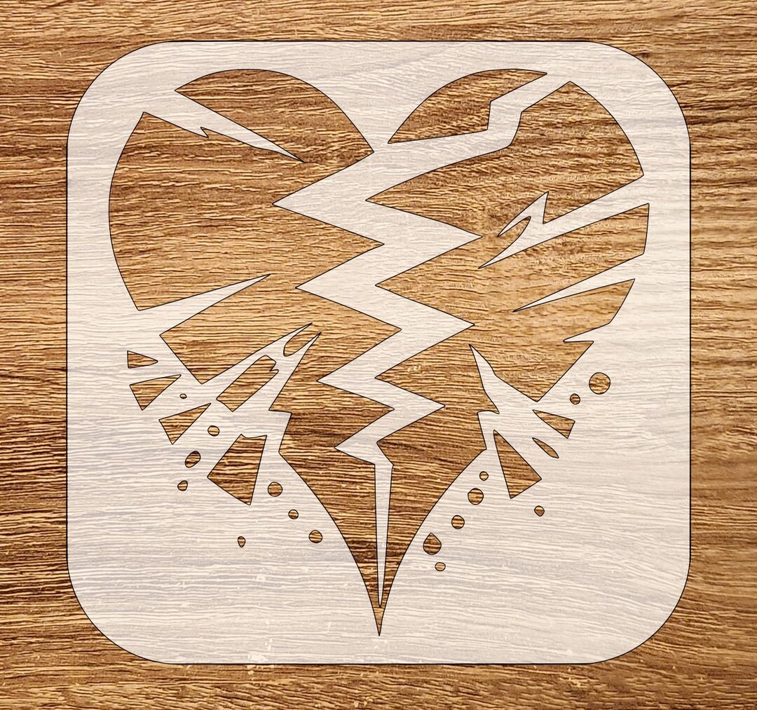 Broken Heart Stencil, Reusable DIY Craft Stencil, Digital Download, STL ...