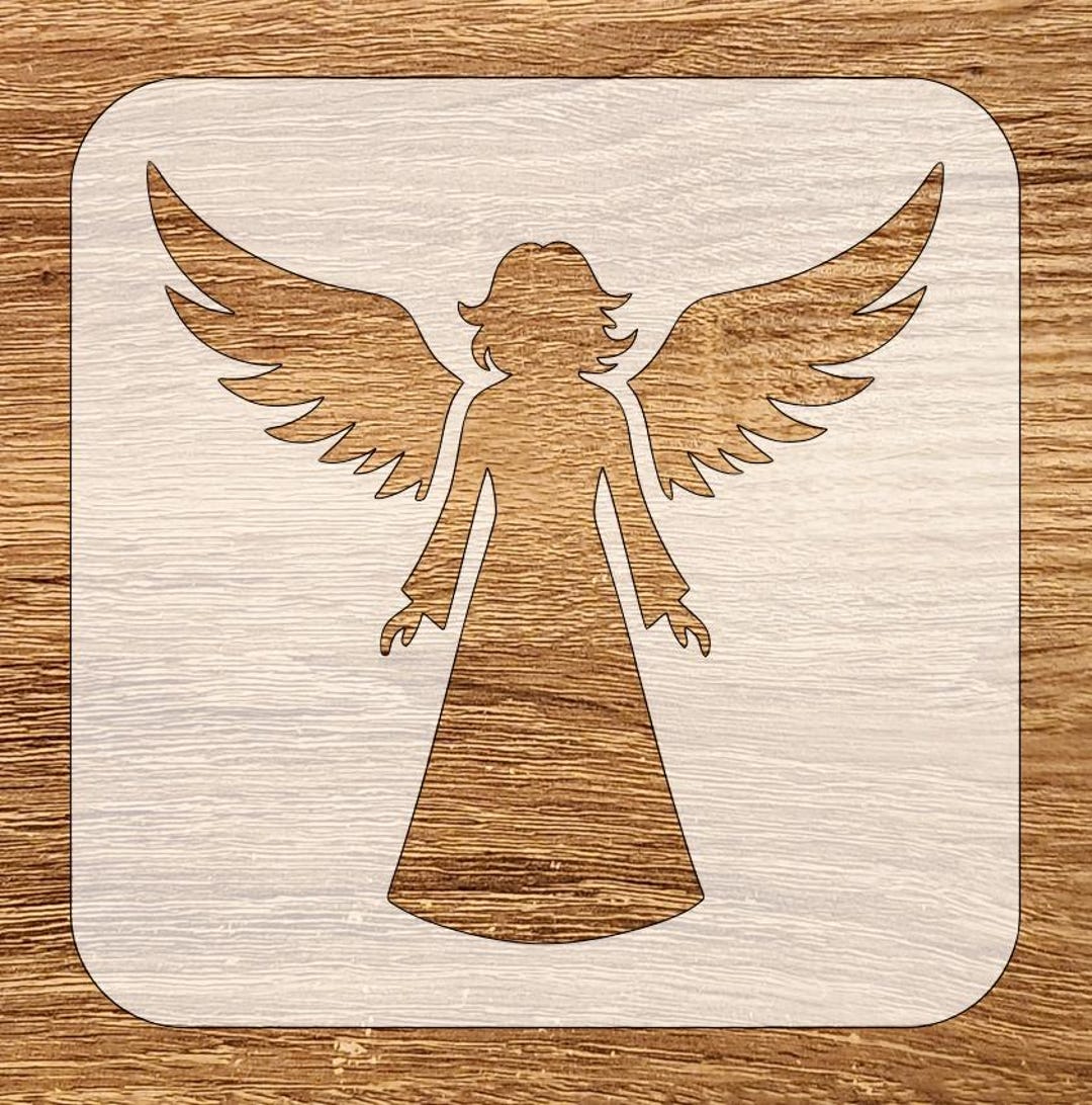 Guardian Angel Silhouette Stencil, Religious DIY Craft Stencil, Digital ...