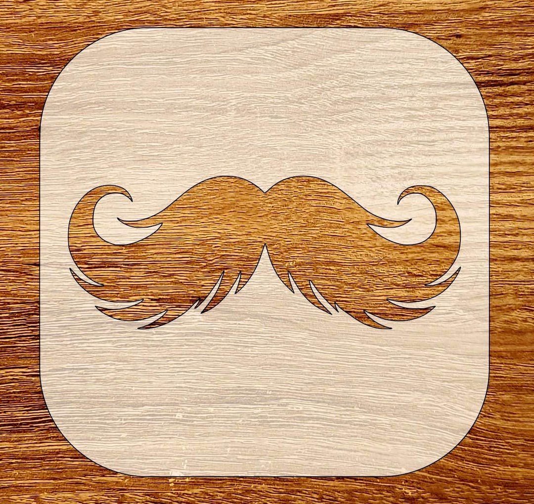Curly Mustache Stencil, Digital Download, SVG, DXF, Stl, Png, Pdf Files ...