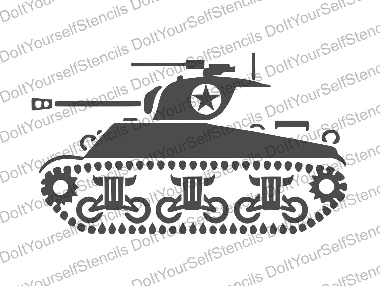 M4 Sherman Tank Stencil, Reusable DIY Craft Stencil, Digital Download, STL, DXF, Svg Files - Etsy