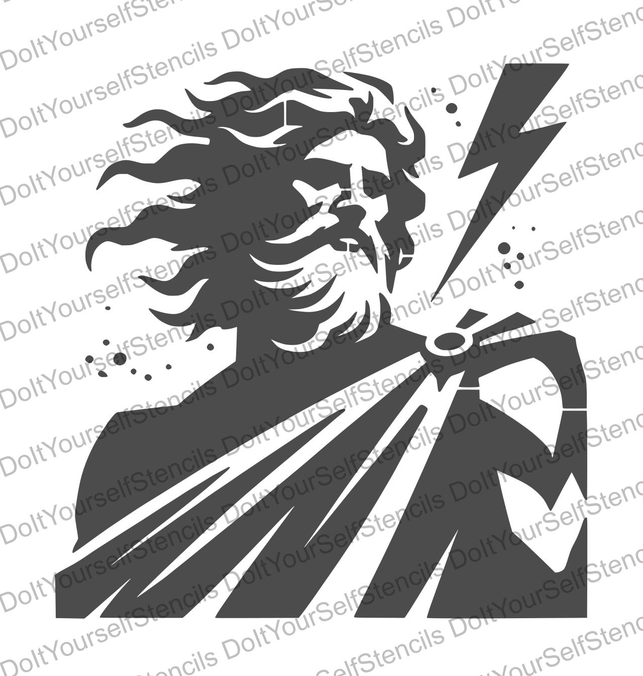 Zeus Lightning Stencil, Greek God Stencil, Mythology DIY Craft Stencil, Digital Download, STL ...