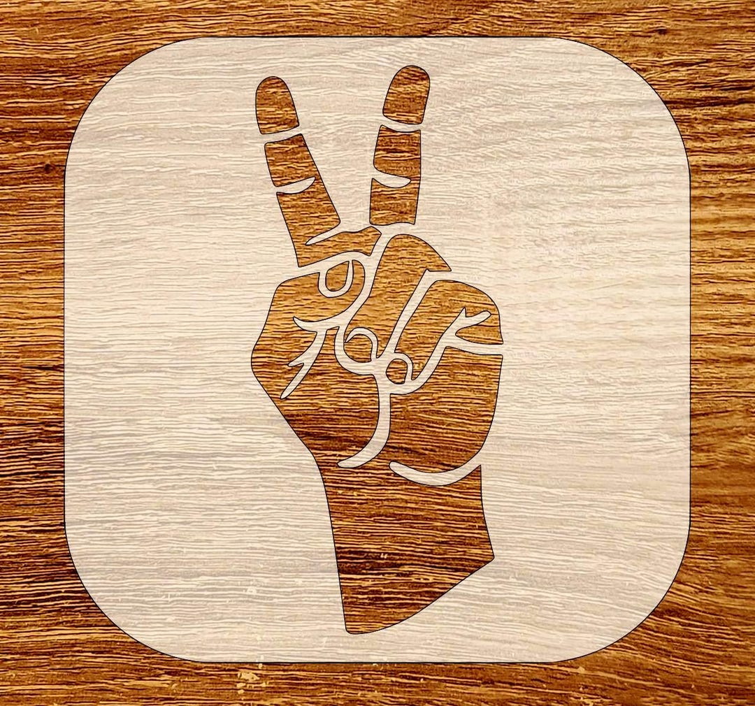 Peace Hand Sign Stencil, Digital Download, SVG, DXF, Stl, Png, Pdf ...