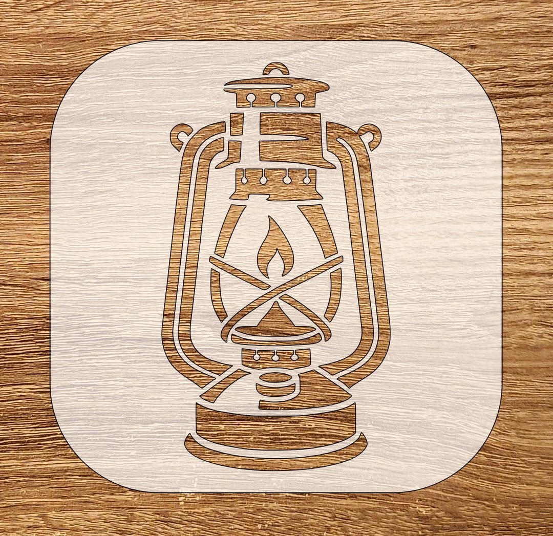 Vintage Lantern Stencil, Rustic Oil Lamp Stencil, Digital Download, STL ...