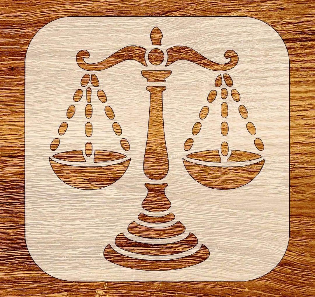 Scales of Justice Stencil, Digital Download, SVG, DXF, Stl, Png, Pdf ...