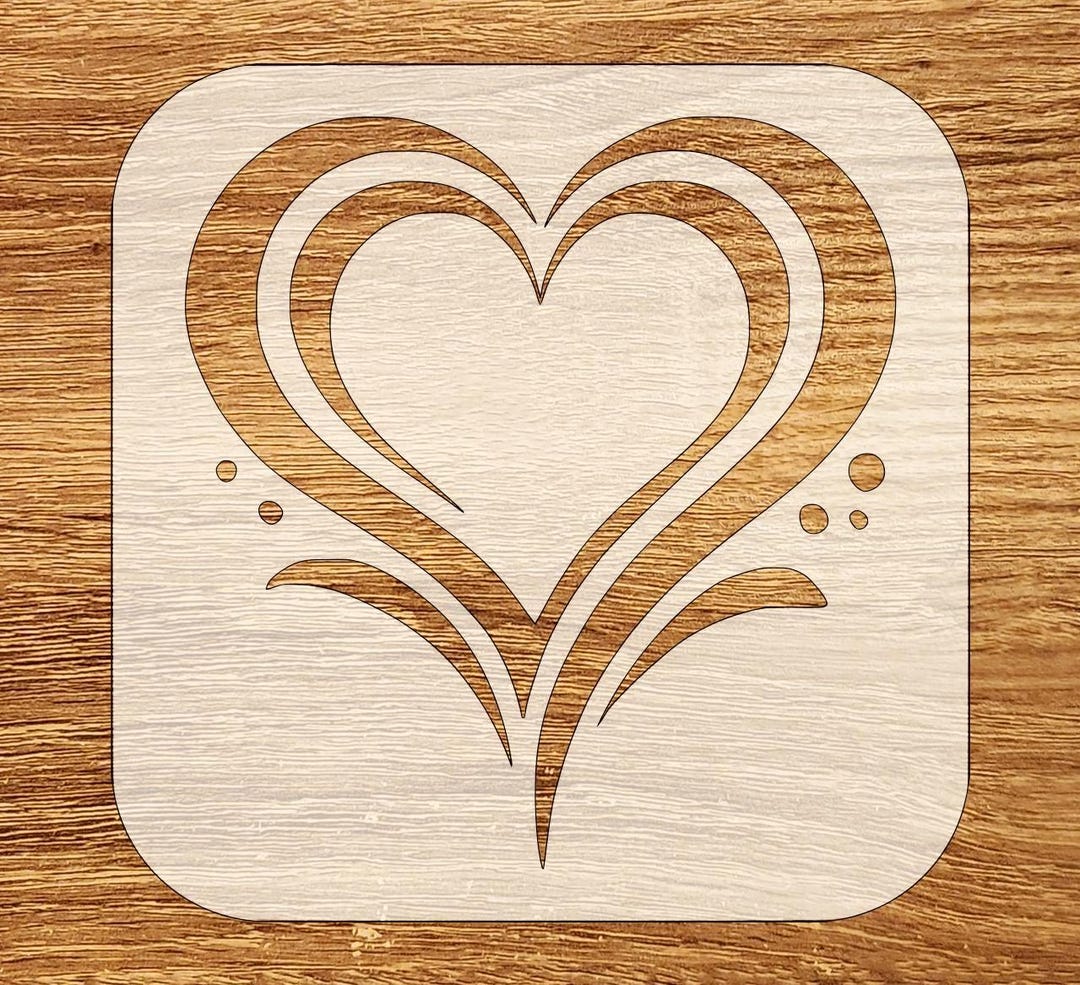 Romantic Flow Heart Stencil, Reusable DIY Craft Stencil, Digital ...