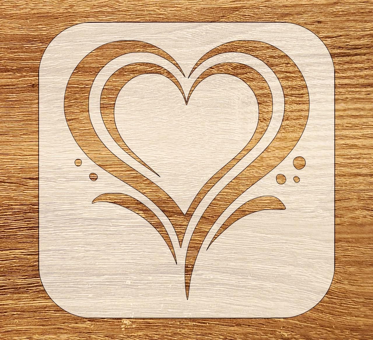 Romantic Flow Heart Stencil, Reusable DIY Craft Stencil, Digital ...