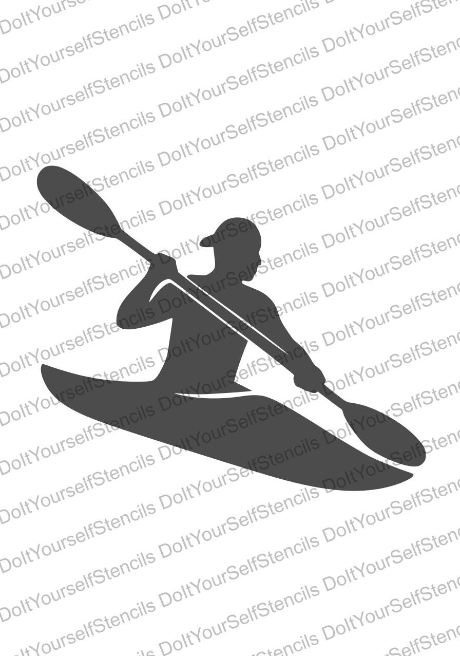 Kayaker Stencil, Canoe Paddle Silhouette Stencil, Reusable DIY Craft ...