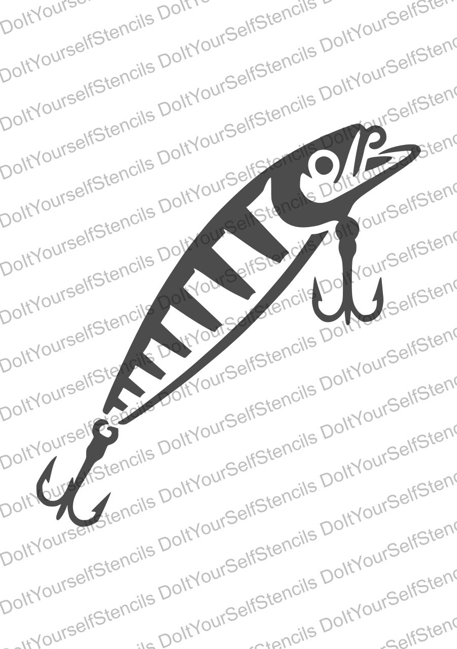 Striped Fishing Lure Stencil, Reusable DIY Craft Stencil, Digital Download, SVG, DXF, Stl, Png ...
