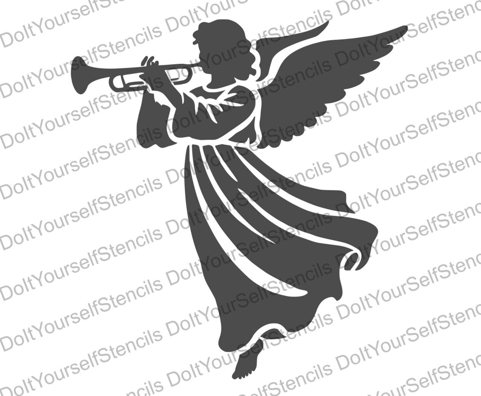 Trumpeting Angel Stencil, Reusable DIY Craft Stencil, Digital Download ...