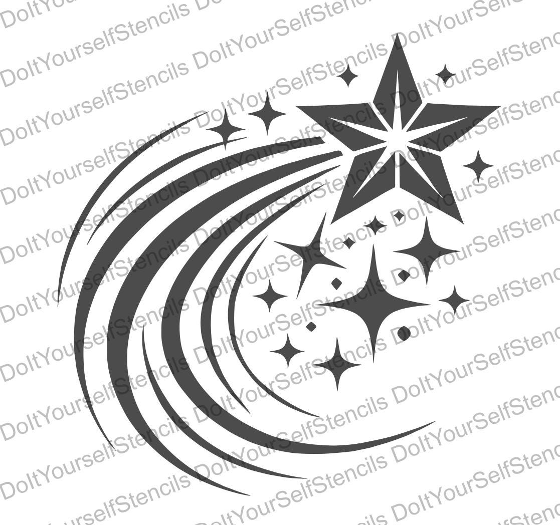 Shooting Star Stencil Reusable Diy Craft Stencil Stl Dxf Svg Files