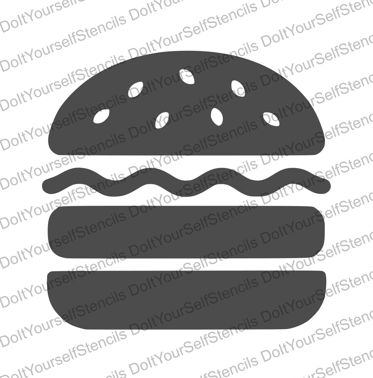 Hamburger Stencil, Burger Icon Craft Stencil, Reusable DIY Template ...