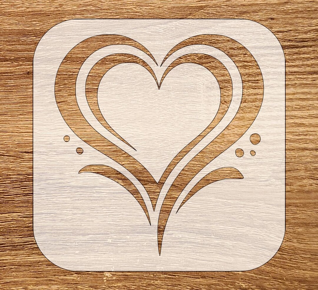Romantic Flow Heart Stencil, Reusable DIY Craft Stencil, Digital ...