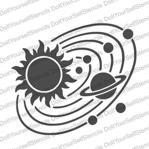 Alien Solar System Stencil, Reusable DIY Space Stencil, Digital ...
