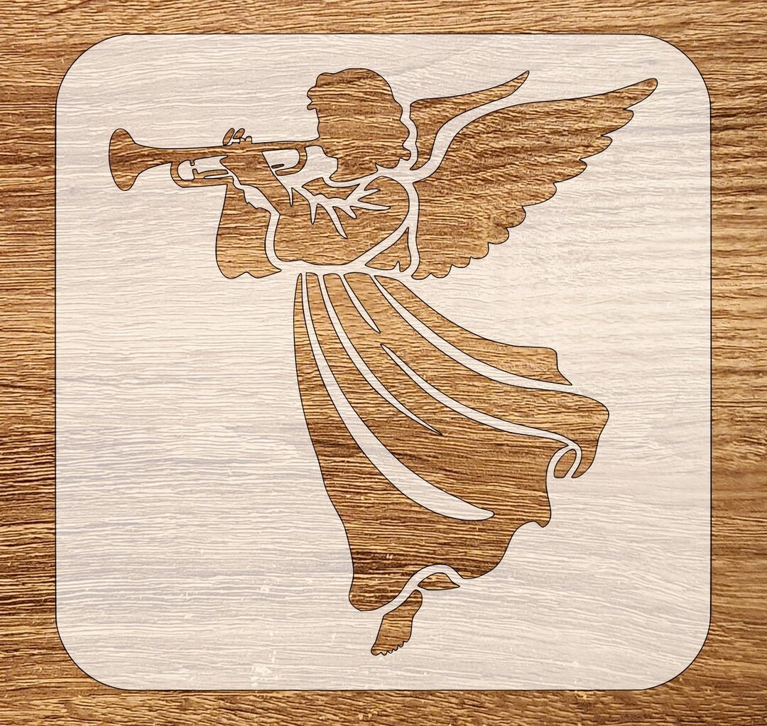 Trumpeting Angel Stencil, Reusable DIY Craft Stencil, Digital Download ...