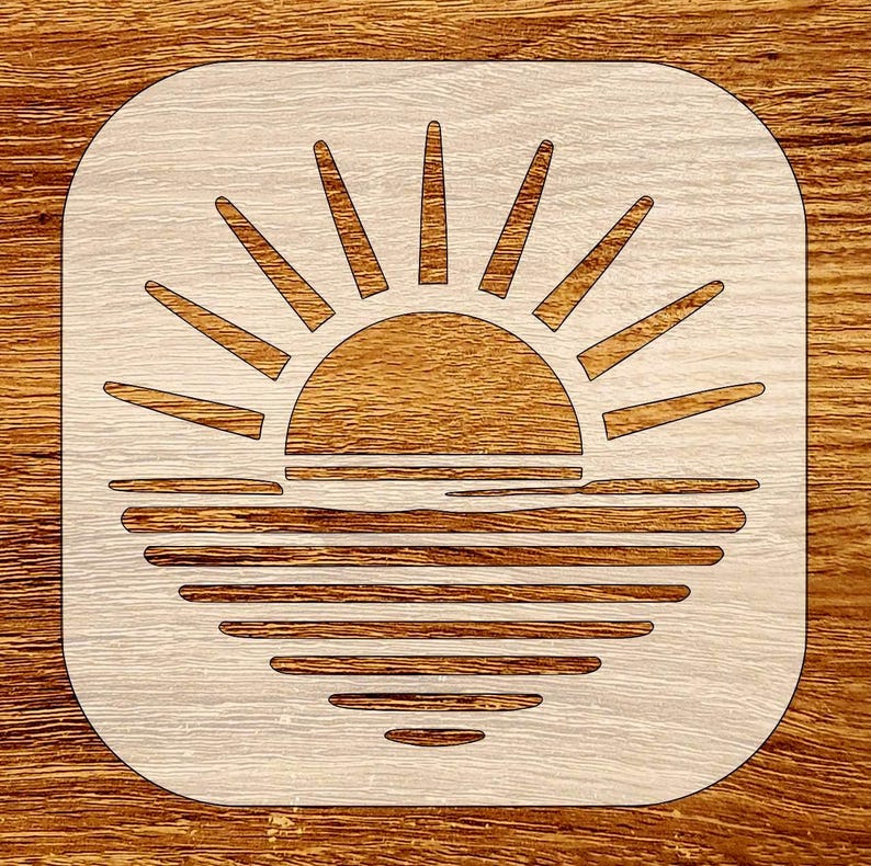 Sunrise Silhouette Stencil, Reusable DIY Craft Stencil, Digital ...