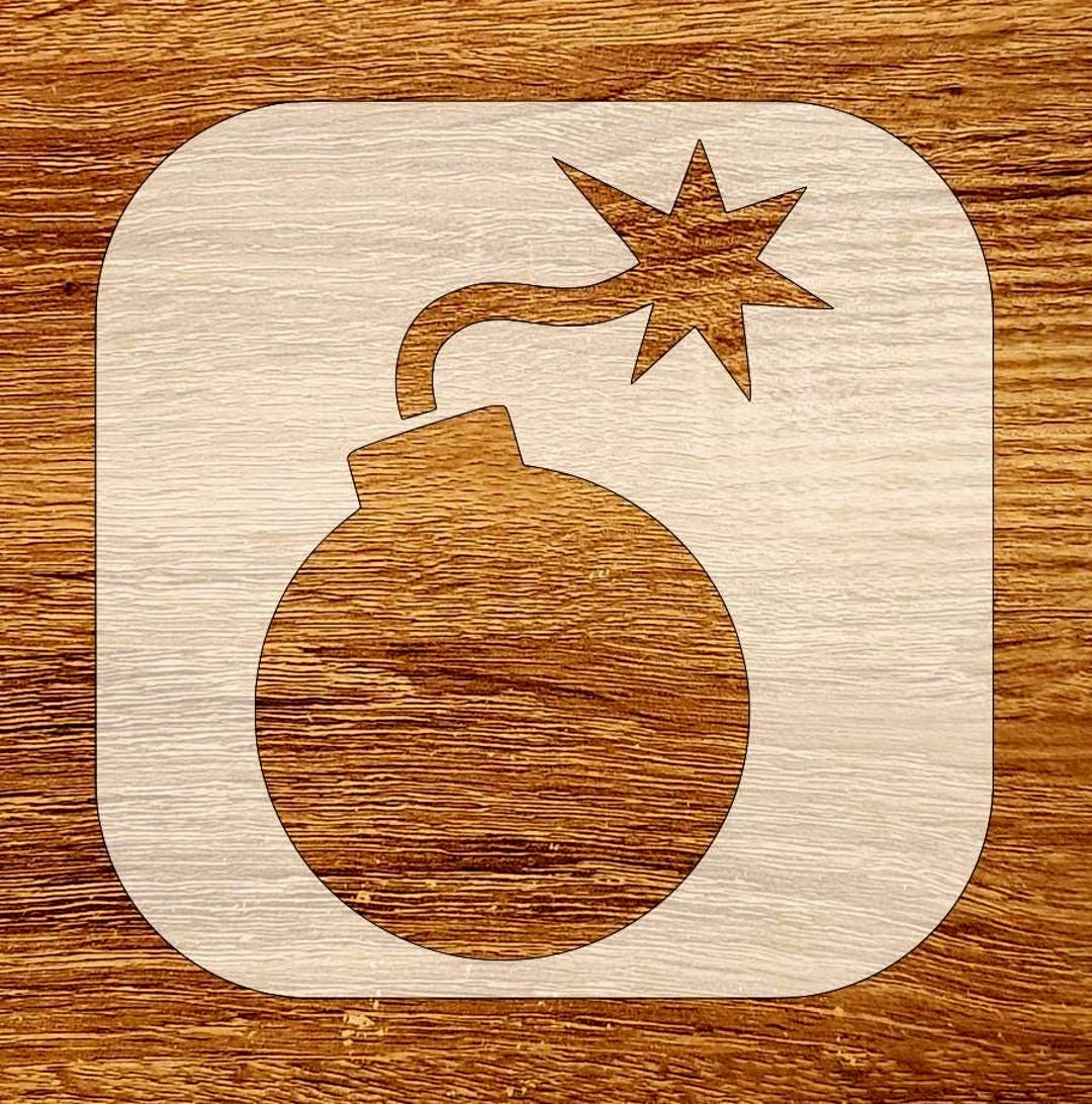 Cartoon Bomb Silhouette Stencil, Reusable DIY Craft Stencil, Digital ...