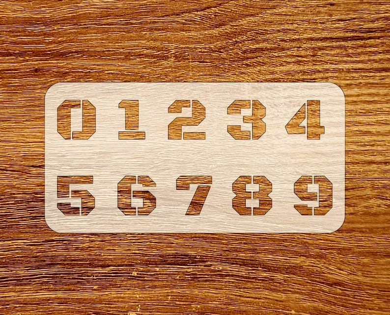 Number Stencil 0-9, Industrial Numeric DIY Craft Stencil, Digital ...