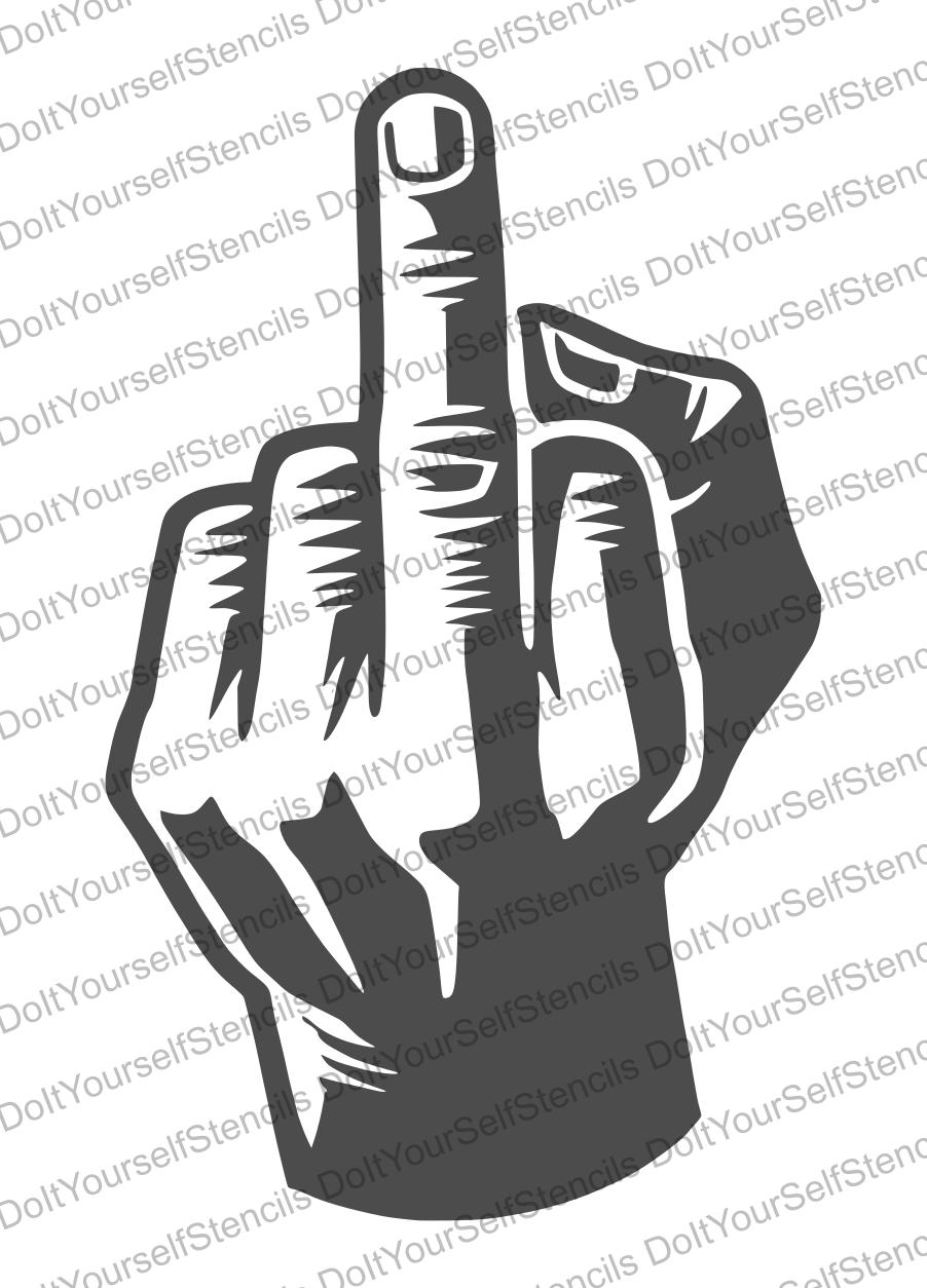 Middle Finger Stencil, Rude Hand Gesture Stencil, Rebellious Art ...