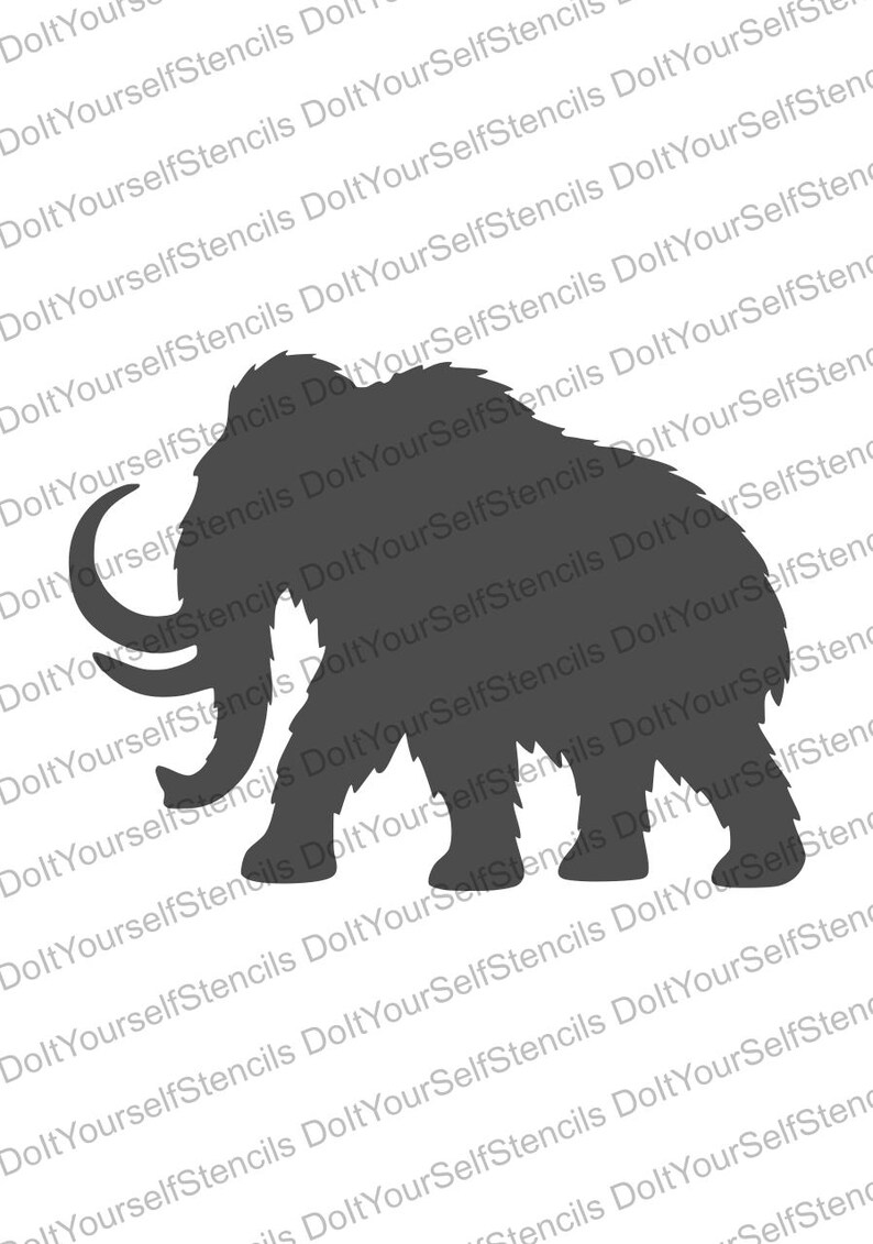 Woolly Mammoth Stencil, Digital Download, SVG, DXF, Stl, Png, Pdf Files ...