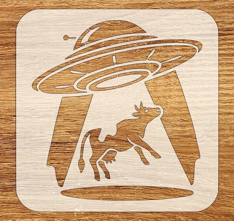 UFO Cow Abduction Stencil, Reusable DIY Craft Stencil, Digital Download ...