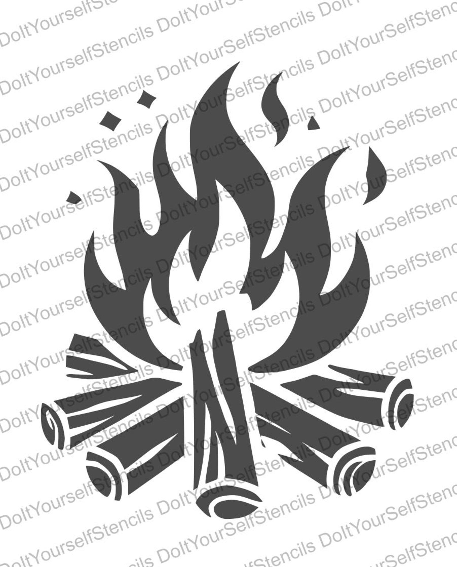 Classic Campfire Stencil, Reusable DIY Craft Stencil, Digital Download ...