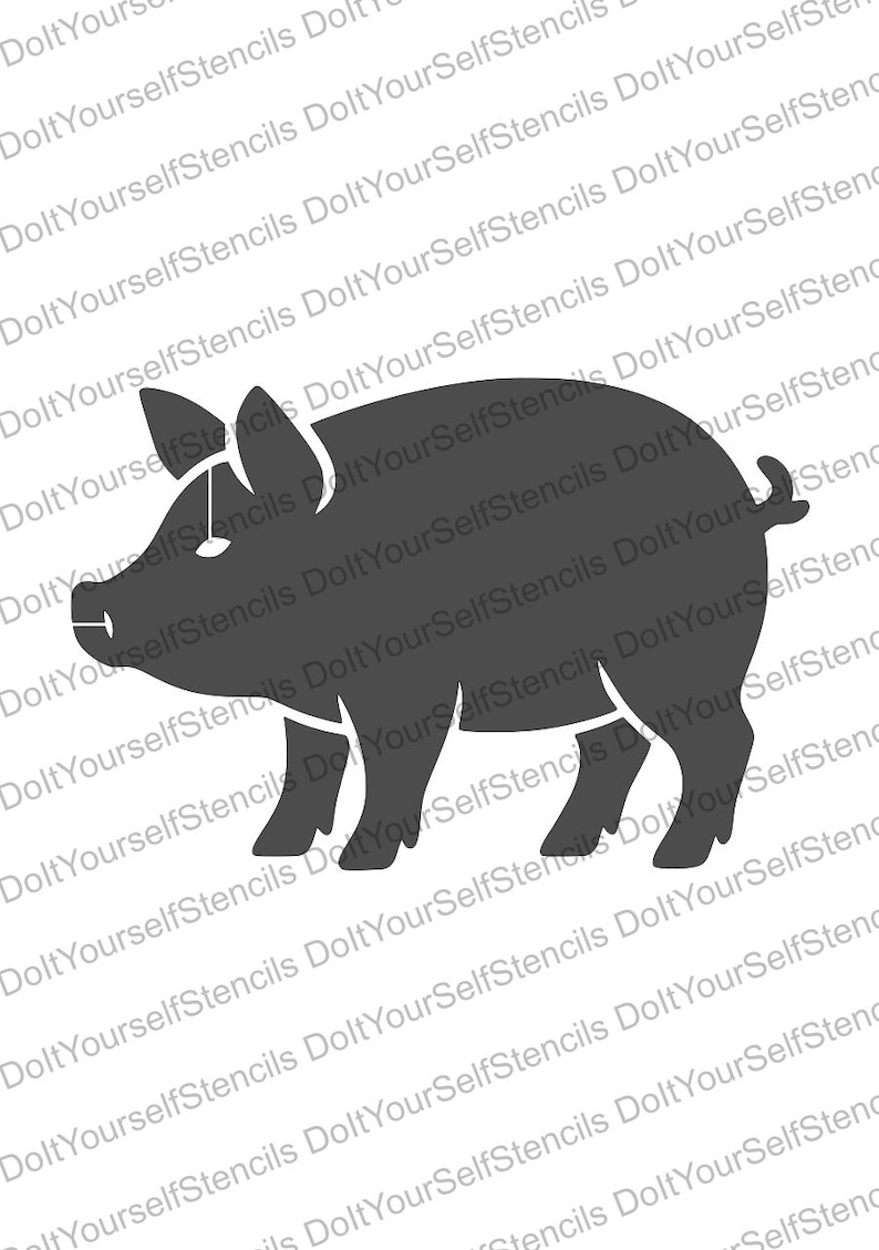 Farmyard Pig Stencil, Reusable DIY Craft Stencil, Digital Download, SVG ...