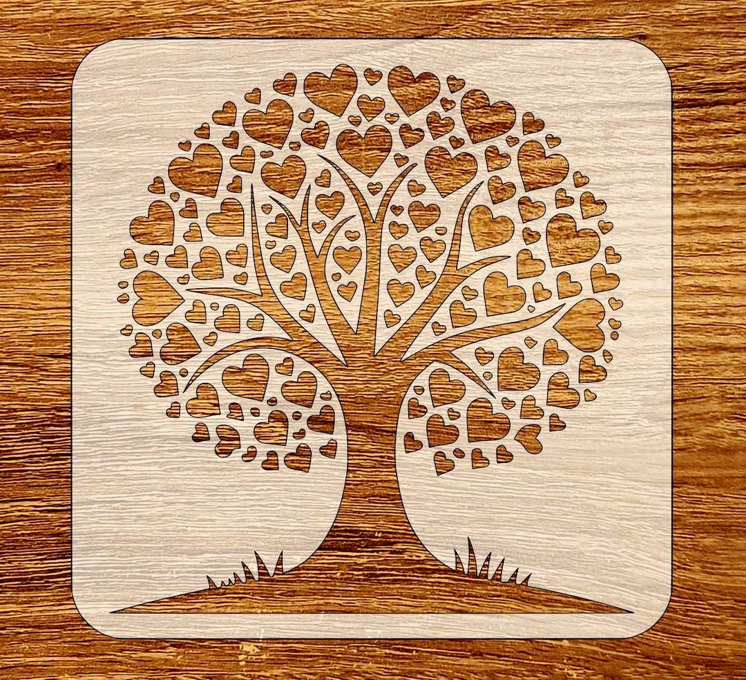 Heart Tree Stencil, Digital Download, SVG, DXF, Stl, Png, Pdf Files - Etsy