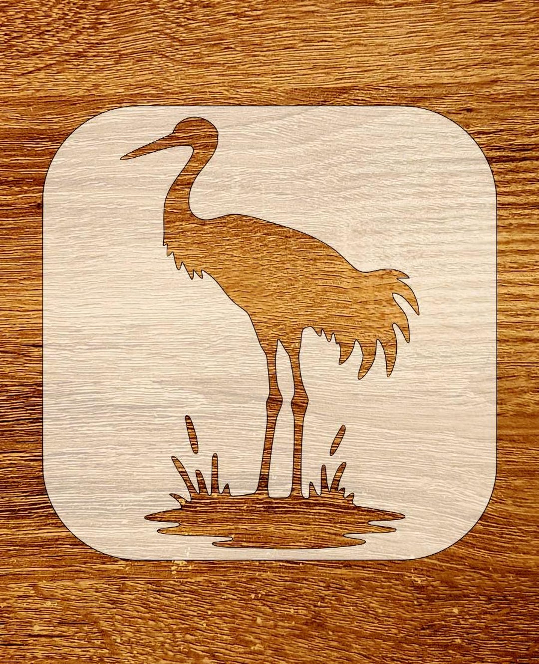Crane in Marsh Stencil, Wildlife Bird DIY Craft Stencil, Digital ...