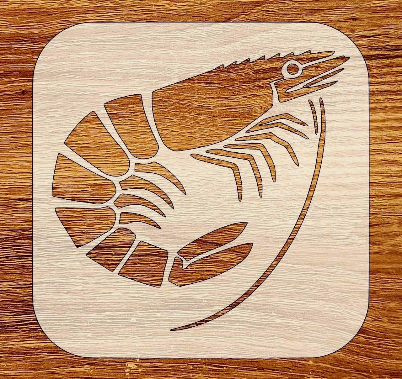 Shrimp Stencil, Seafood Stencil, DIY Craft Stencil, Digital Download ...