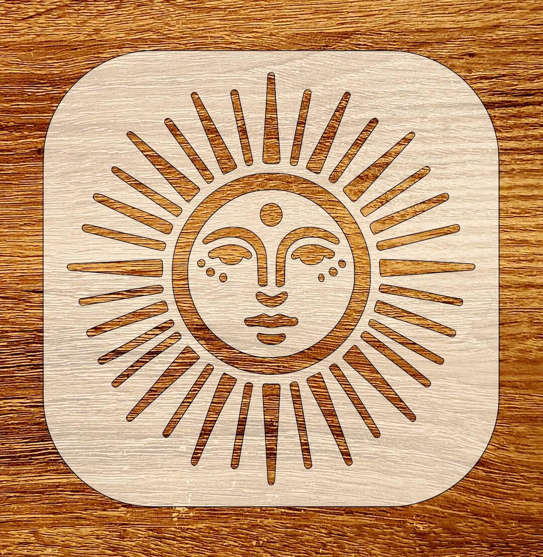 Celestial Sun Face Stencil, Digital Download, SVG, DXF, Stl, Png, Pdf ...